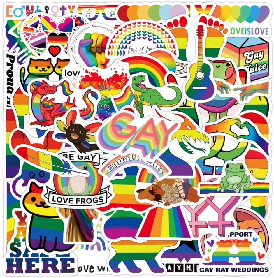Rainbow Gay Pride Heart Frogs Animal Stickers - 50 PCS LGBT Equal Love ...