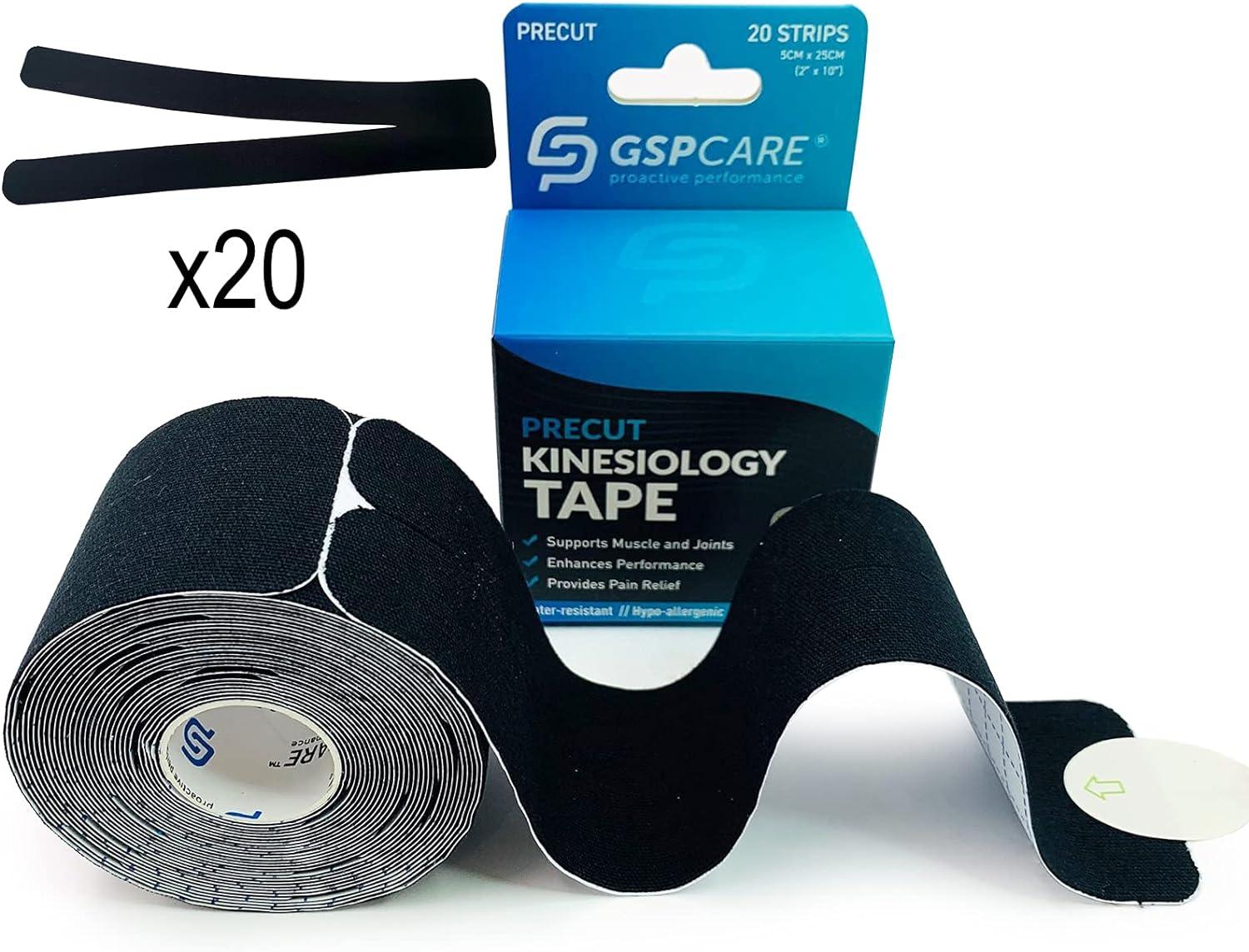 Pre-Cut Y Kinesiology Tape - 20pc Black Elastic Sports Tape for Muscle ...