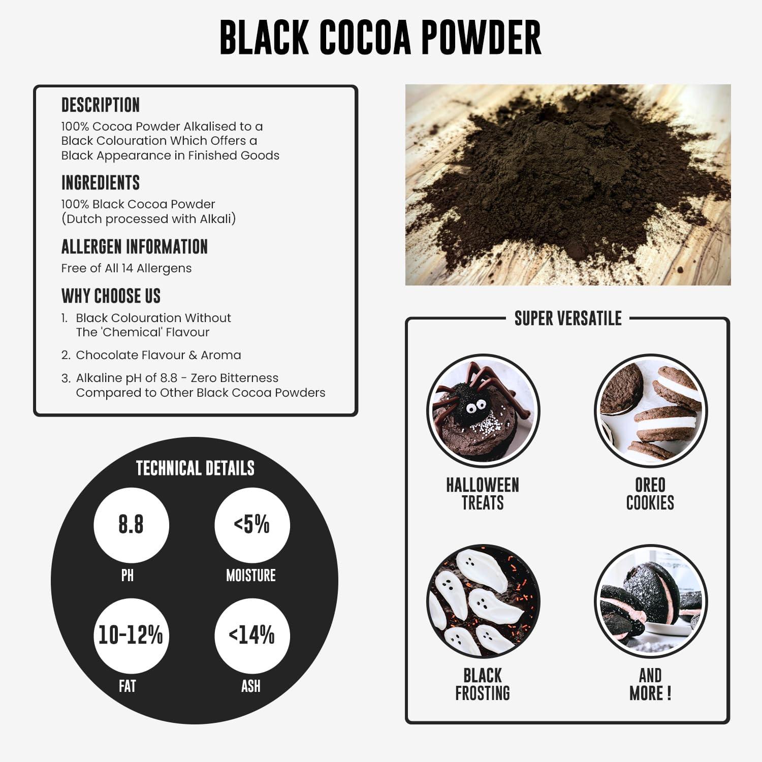 Black Cocoa Powder for Baking - 1kg Pouch | Intense Deep Black Dutch ...