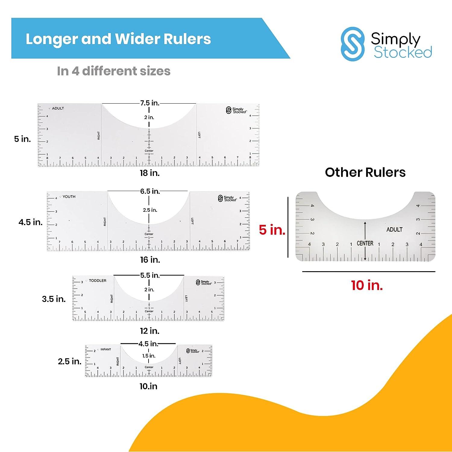 Simply Stocked Tshirt Ruler Guide Set - 4 Pcs PVC T Shirt Alignment ...