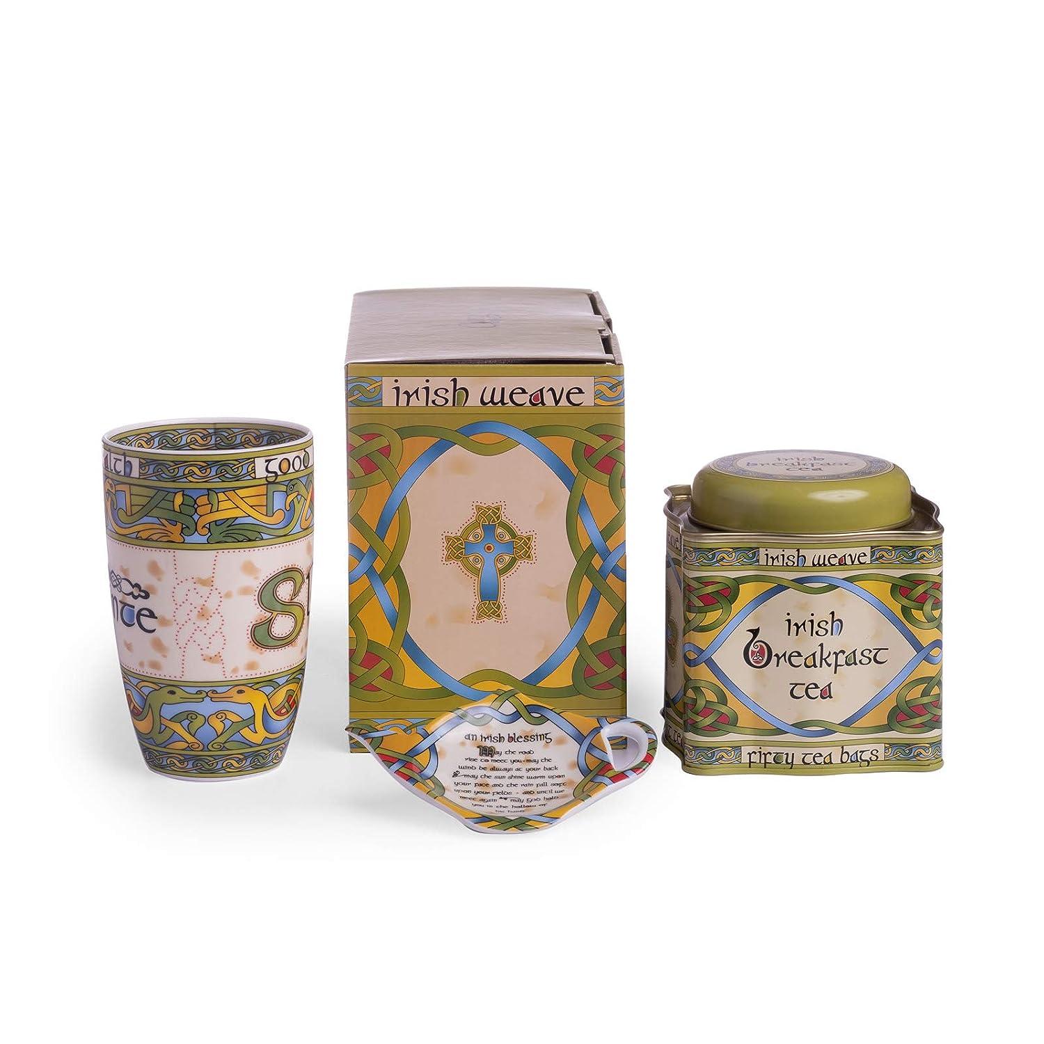 Claddagh Irish Tea Set: 14oz Tea Cup, Teabag Holder, 50 Irish Breakfast ...