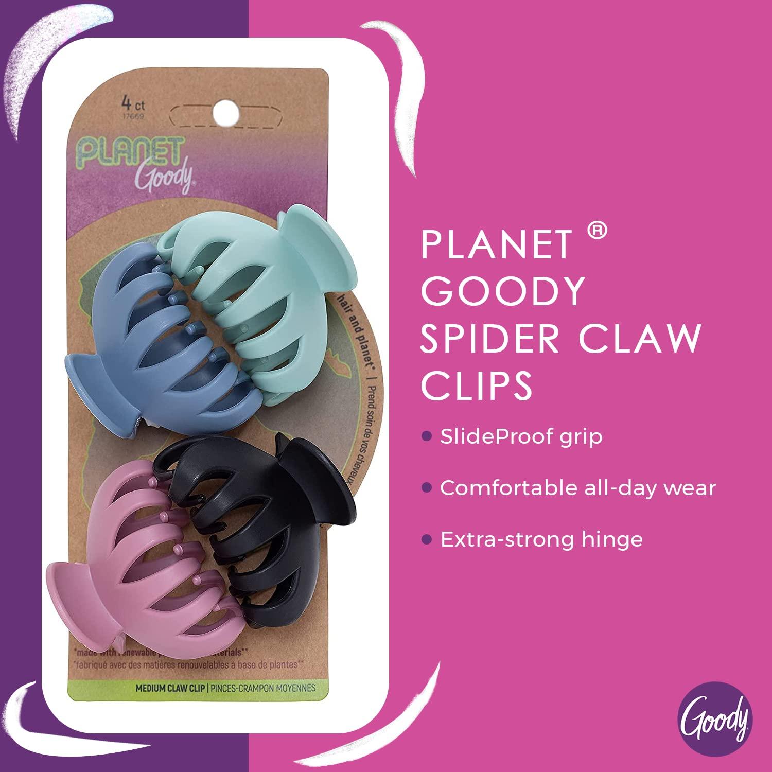 Planet Goody Spider Claw Hair Clip 4-Count - Assorted Bright Colors - Long-lasting & Slip ...