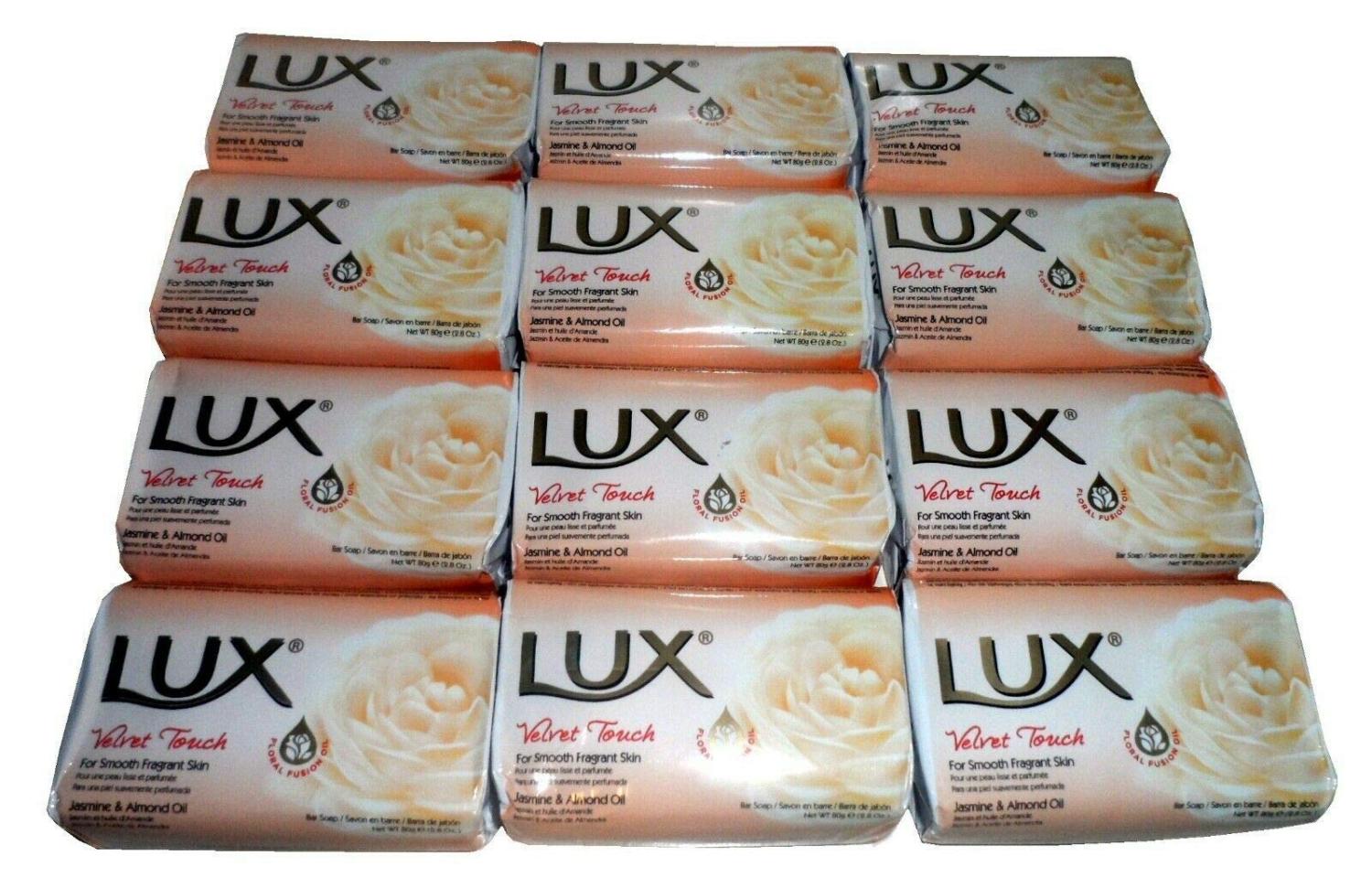 Lux Velvet Touch Soap Bars - 12 Pack, Jasmine & Almond Oil, 80g | Buy ...