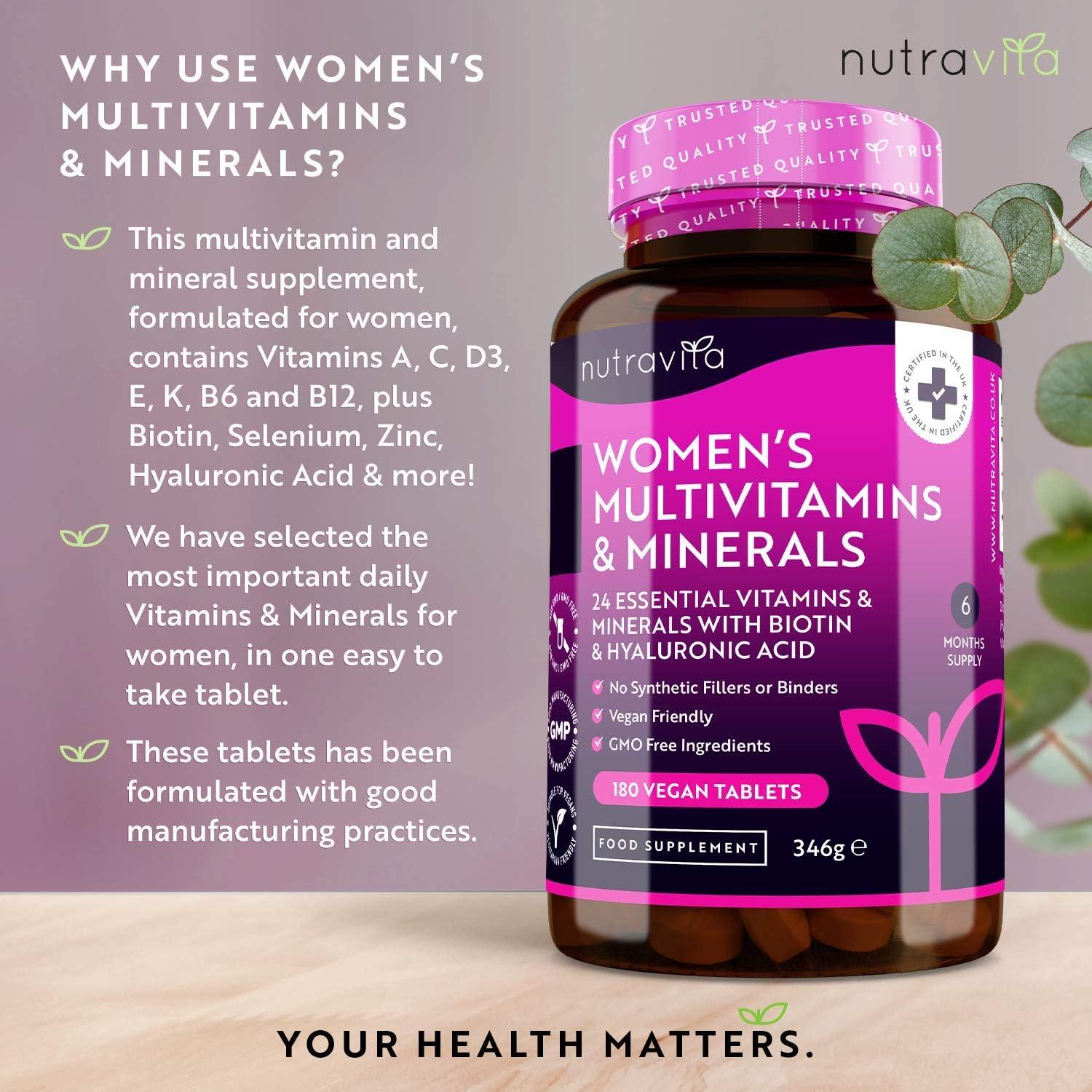 Nutravita Women's Multivitamins & Minerals with Hyaluronic Acid - 180 ...