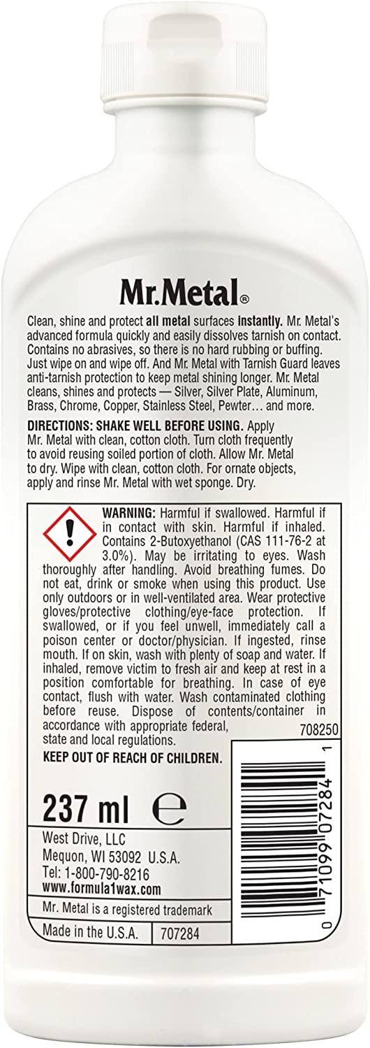 Mr. Metal Metal Polish Liquid - Non-Abrasive All Metal Cleaner - 8 oz ...