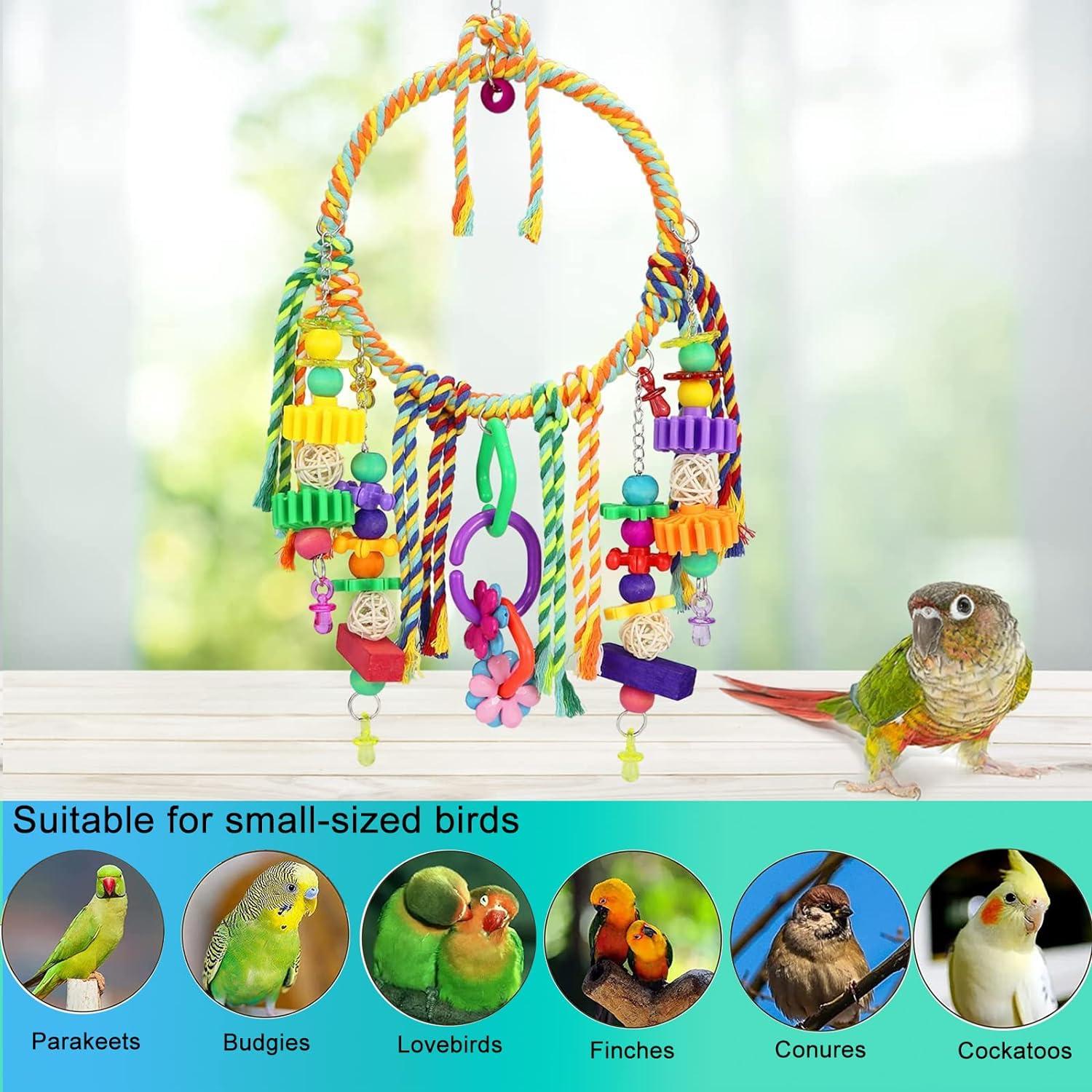 TeTupGa Bird Toy Bird Swing Toys Hanging Cotton Rope Rings Parrot Perch ...