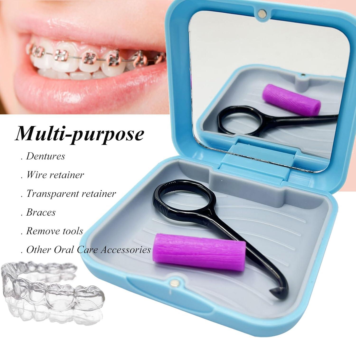 Orthodontic Box with Mirror - Blue Denture & Retainer Case ...