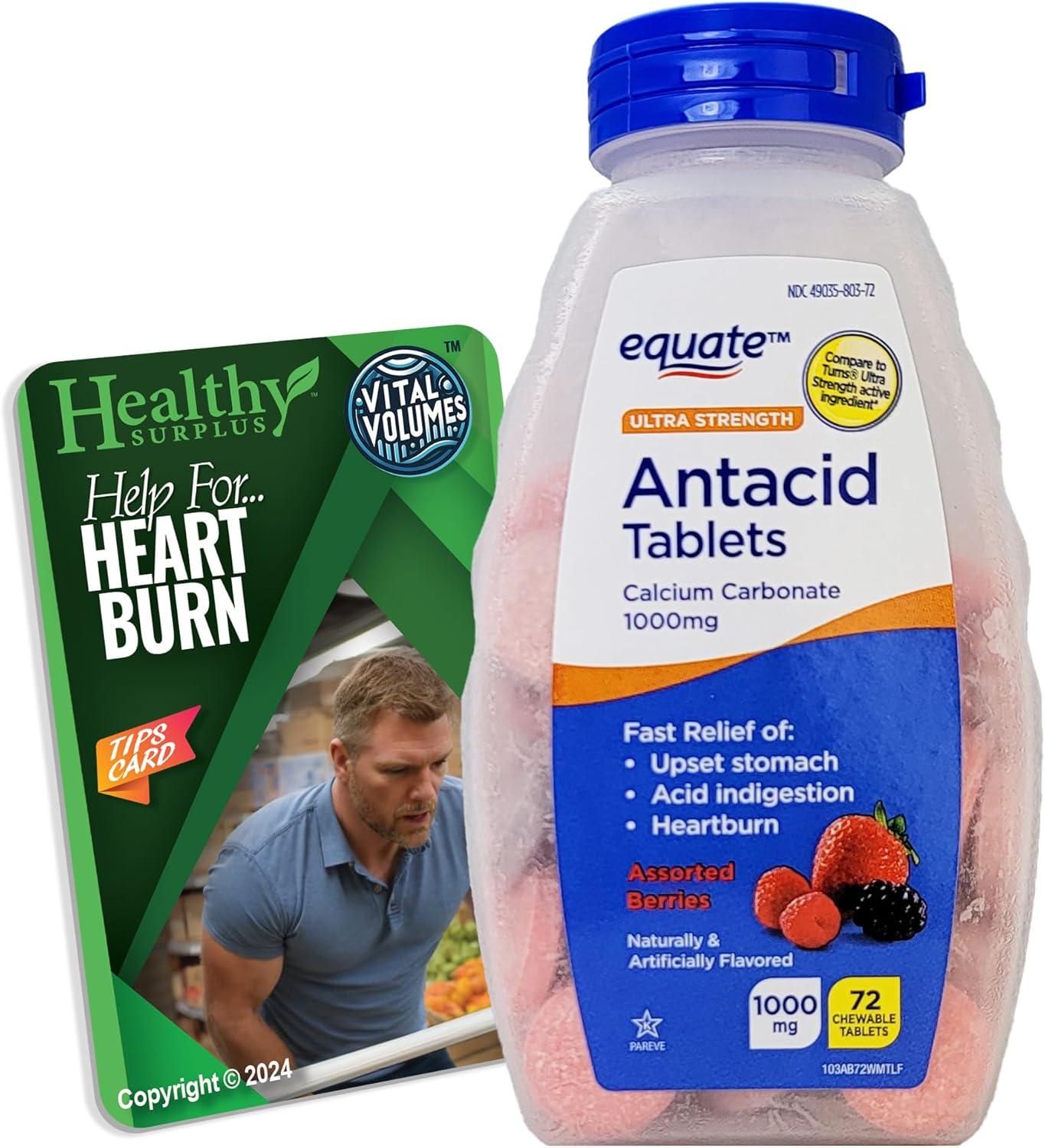 Equate Ultra Strength Antacid Tablets 1000mg - 72 Chewable Berry ...
