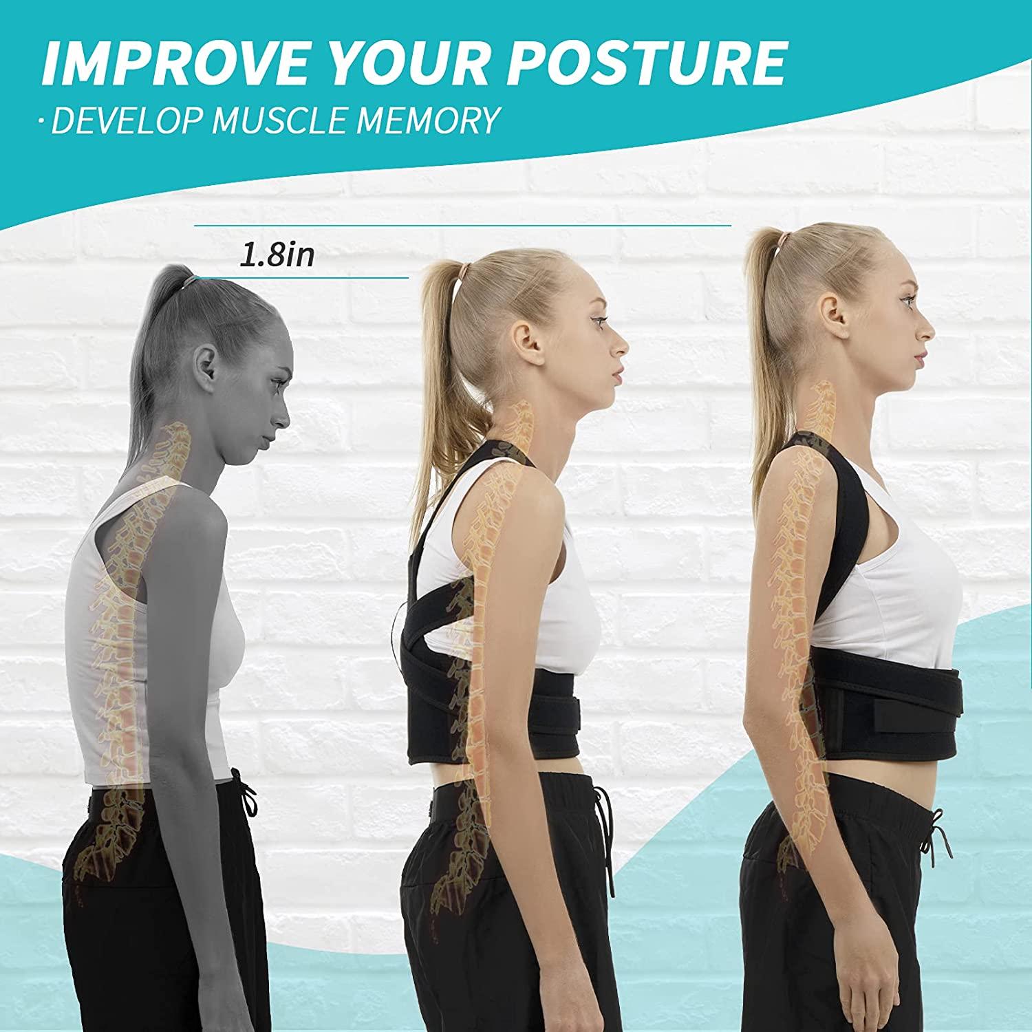 Huninpr Posture Corrector for Women and Men - Adjustable Upper Back ...
