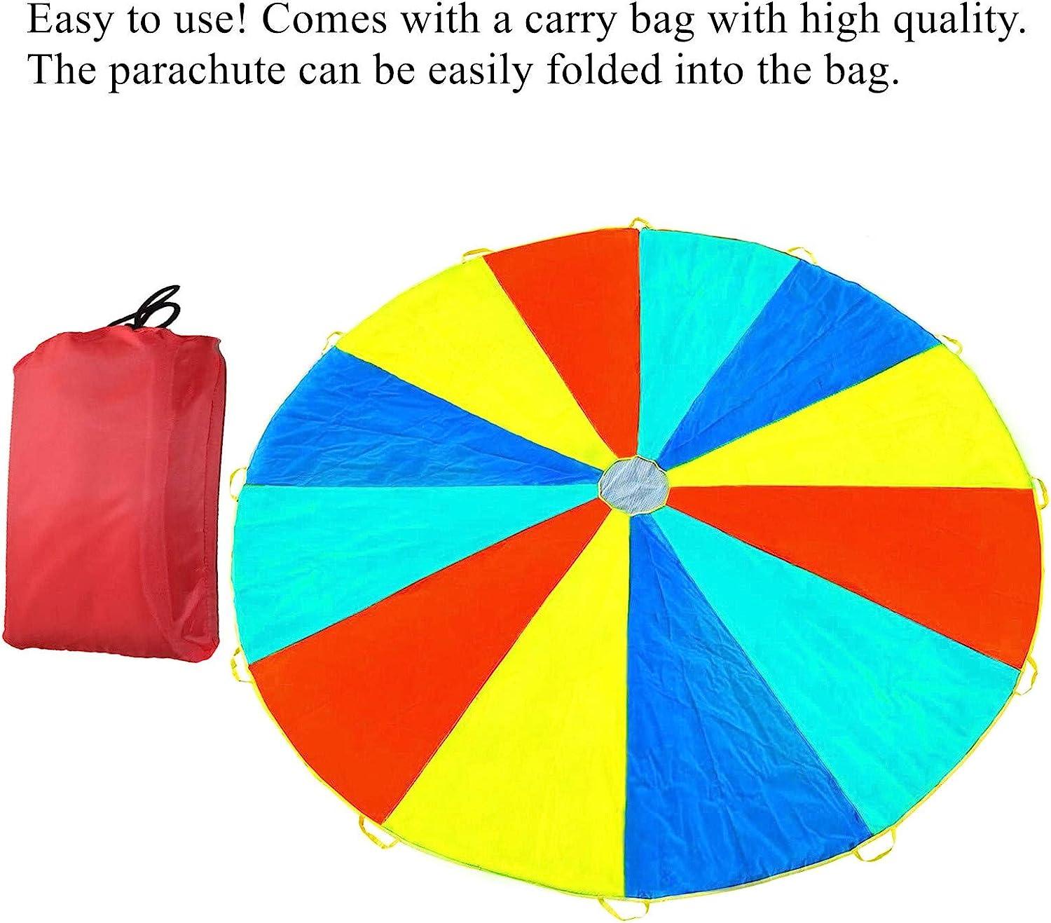 Blithetree 12-Foot Kids Parachute with 12 Handles - Rainbow Play ...