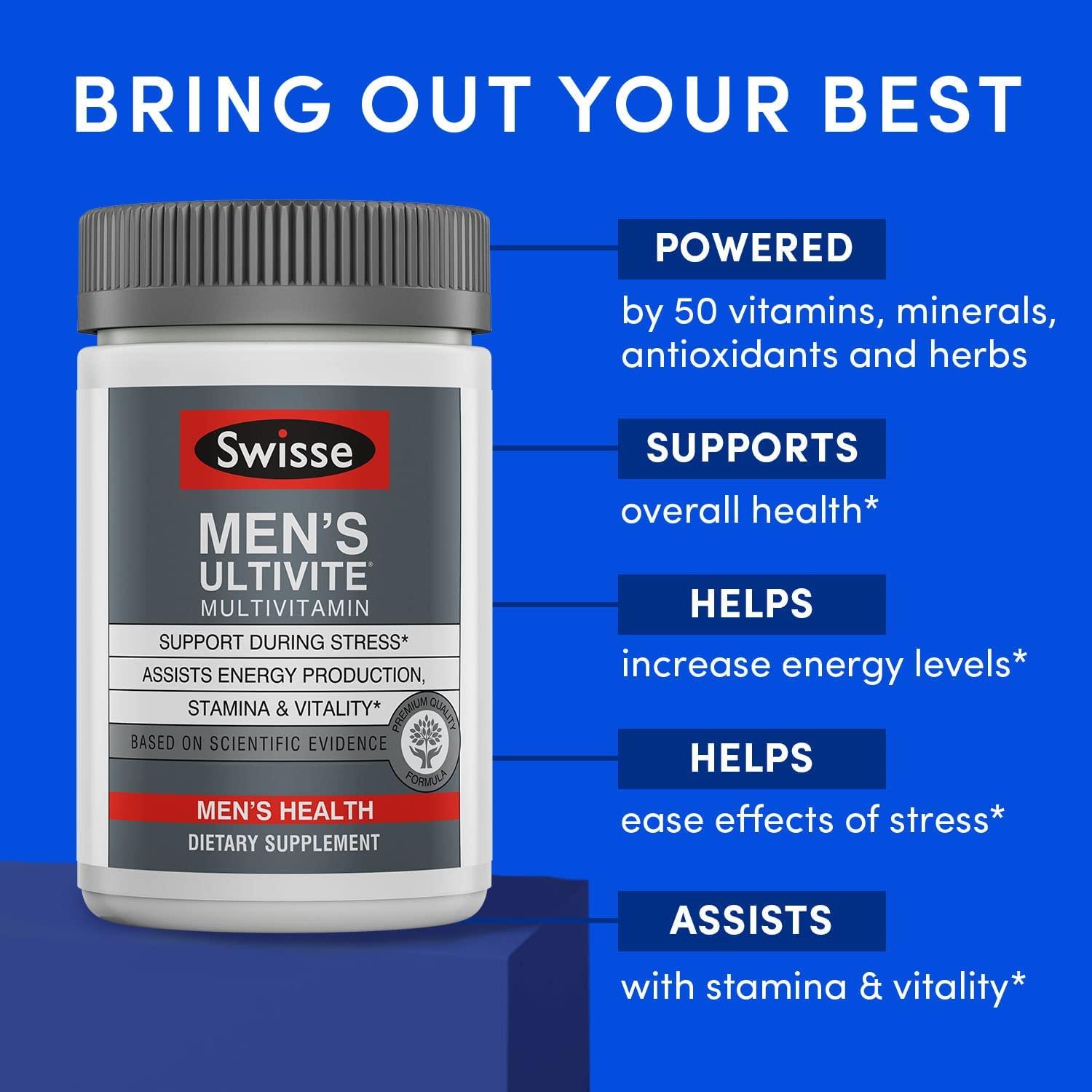 Swisse Men's Ultivite Multivitamin - 120 Tablets | Essential Nutrients for Optimal Health | Buy ...