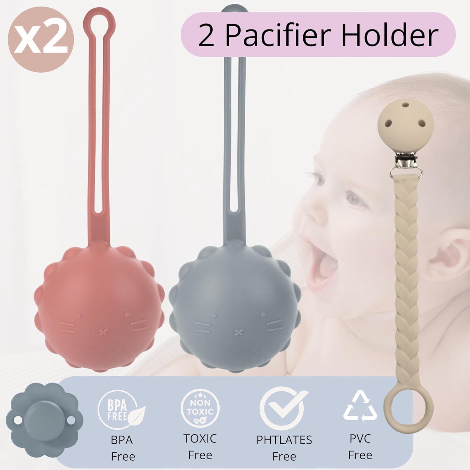 Happydoo Pacifier Box & Chain Set | 2 BPA-Free Pacifier Storage Boxes ...