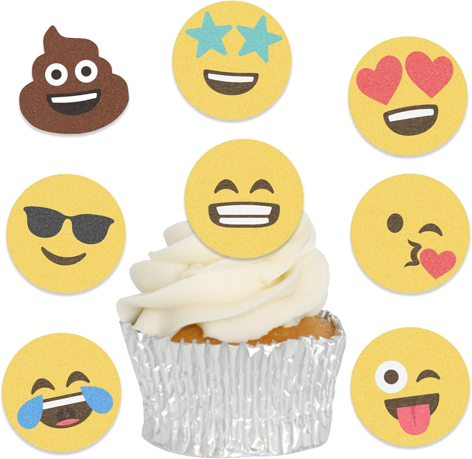 Edible Wafer Emoji Pre-Cut Cupcake Toppers - 24pc | Buy Now with ...
