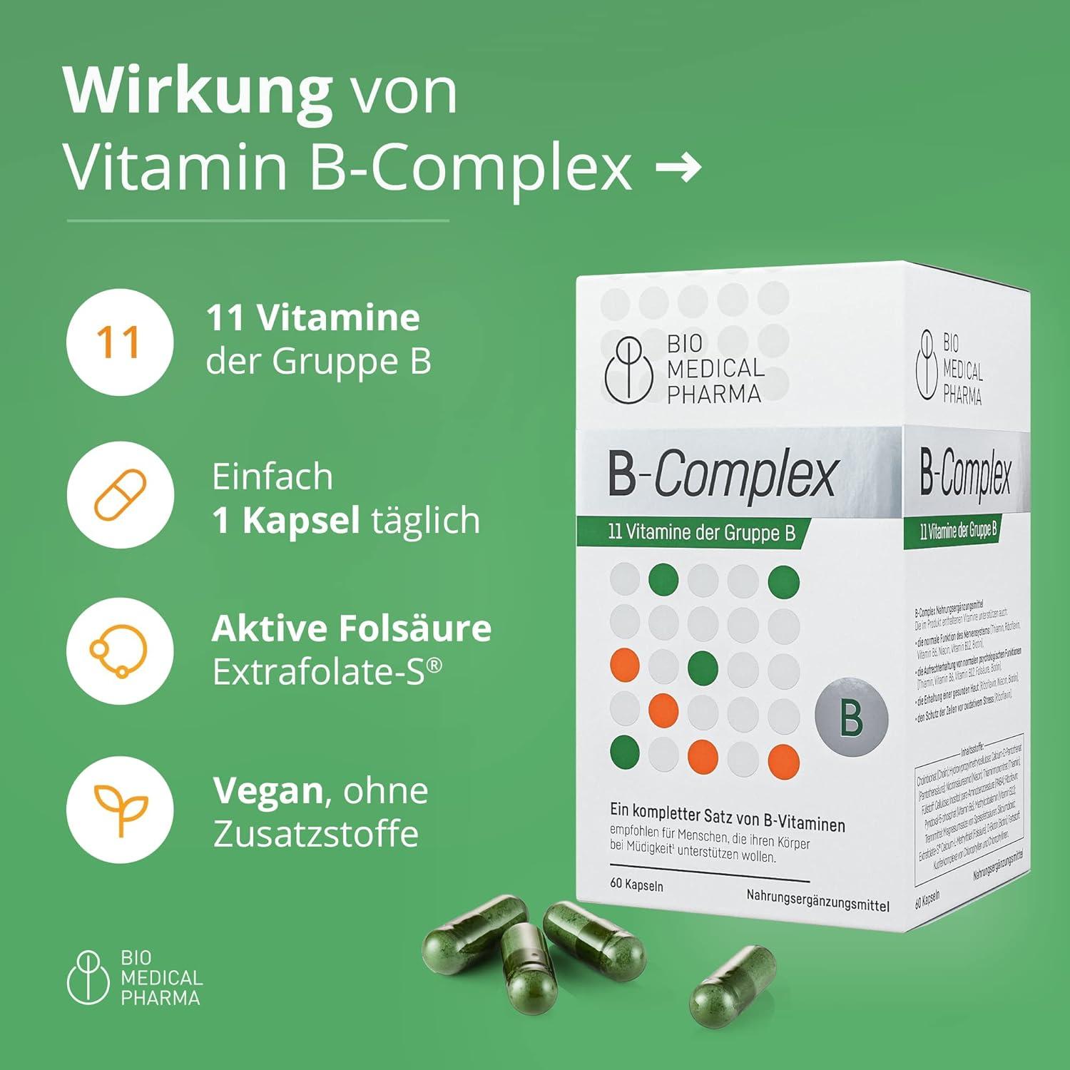 High-Dose B Complex Vitamins - All 11 B Vitamins Vegan 60 Capsules ...