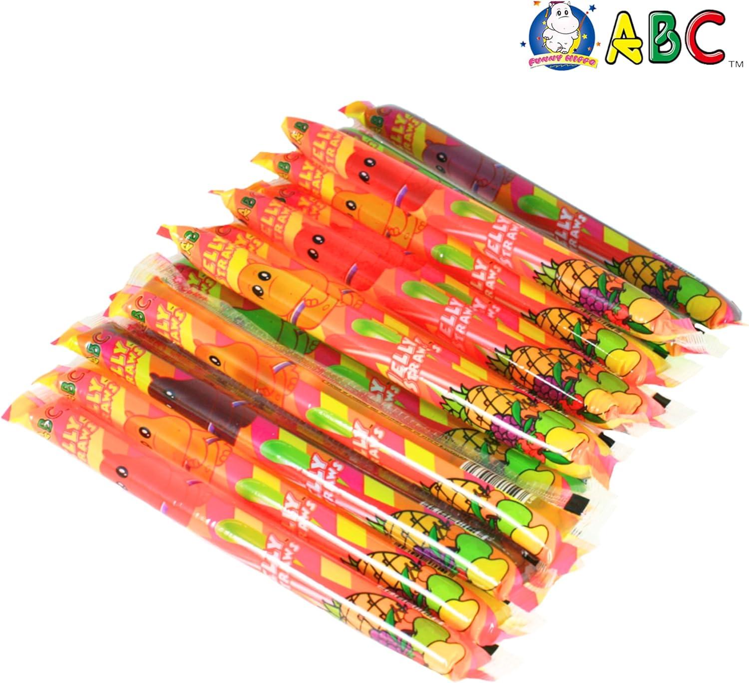 ABC Funny Hippo Jelly Straws Assorted Fruits Flavours Tiktok Sweets ...