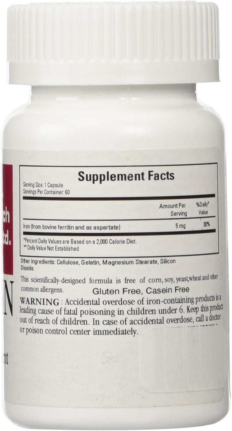 Ferritin Maximum Absorption Iron Supplement - 60 Capsules, 1-Pack ...