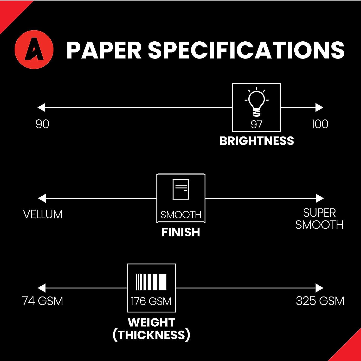 Accent Opaque White 8.5 x 11 Cardstock Paper 65lb 176gsm 250 Sheets (1 ...