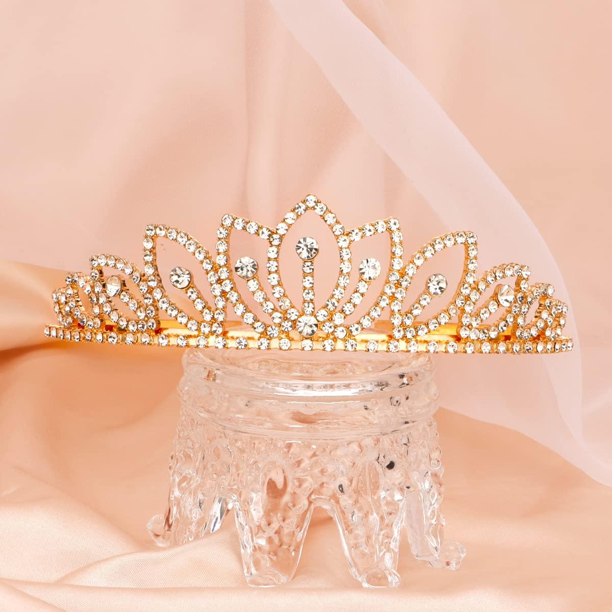 TOBATOBA Gold Princess Tiara for Girls | Rhinestone Hair Accessories ...