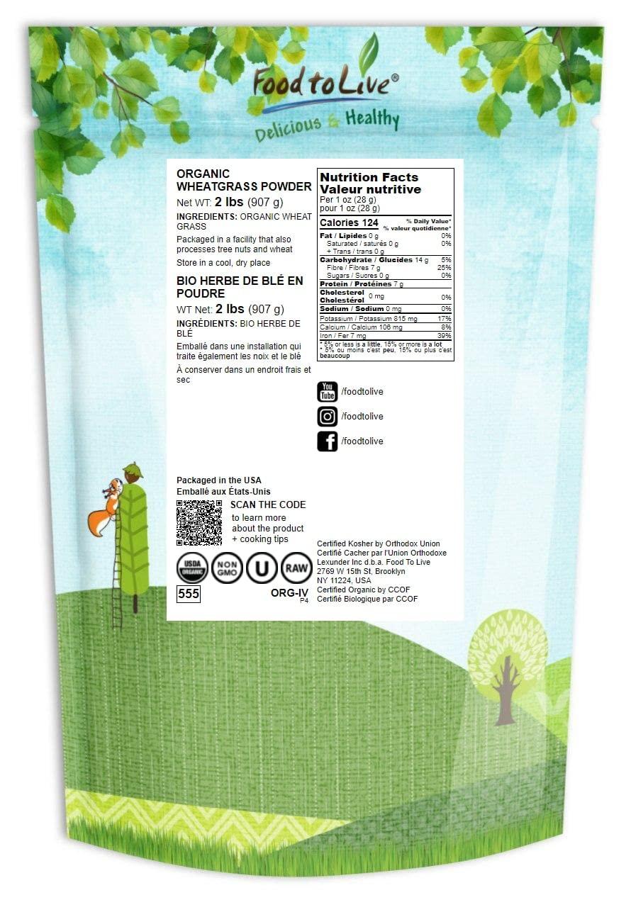 Food to Live Organic Wheatgrass Powder 2lb - Non-GMO, Raw Vegan ...