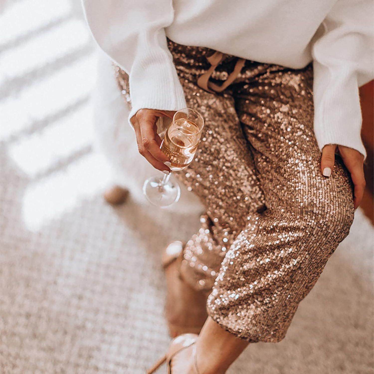 gold sequins pants