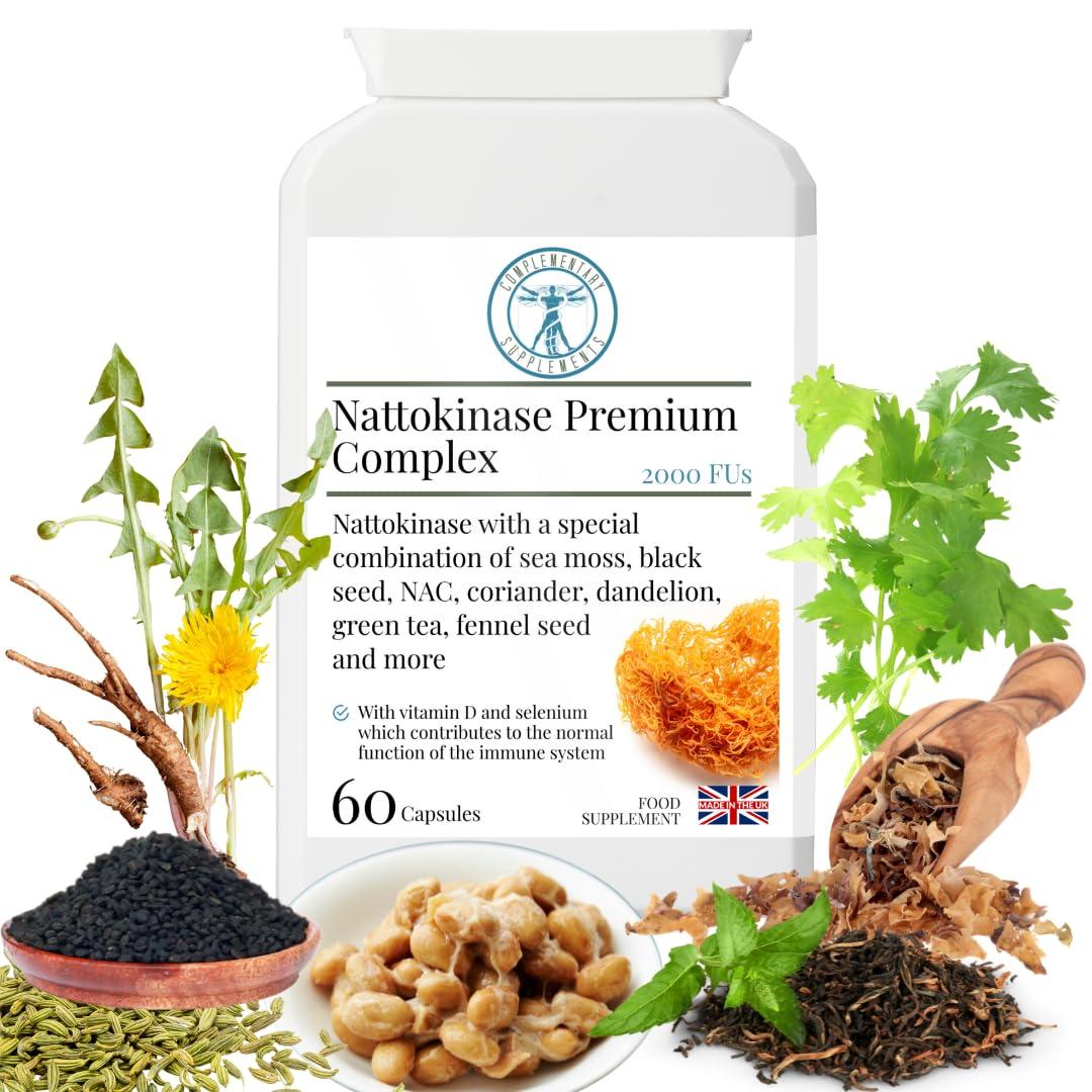 Complementary Supplements Nattokinase 2000FU Premium Complex with Black ...