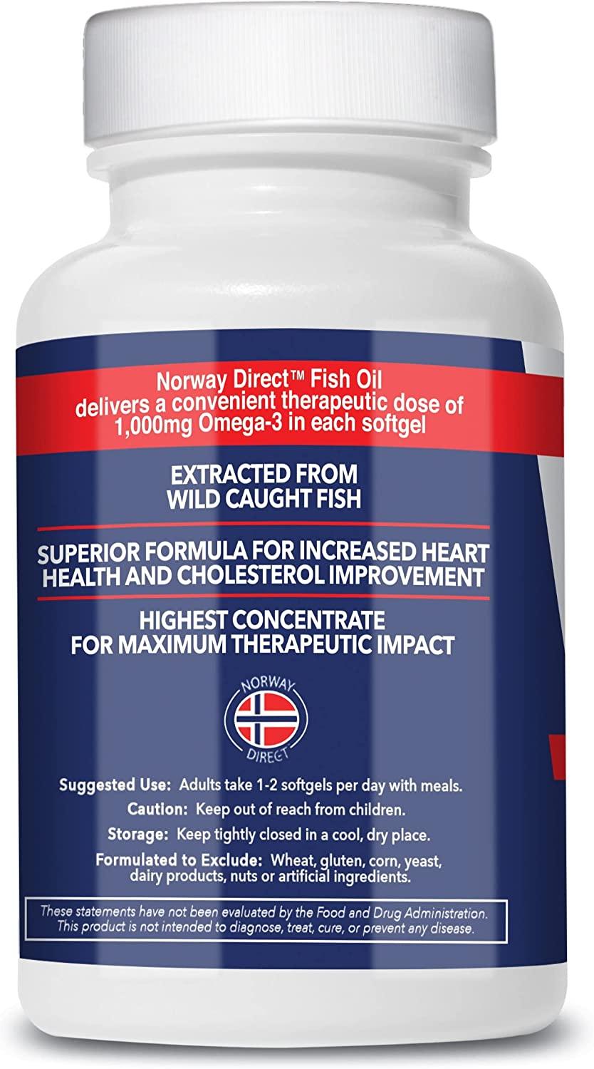 Norway Direkt Omega-3 Fish Oil 3000mg Concentrate | 1060mg EPA 740mg ...