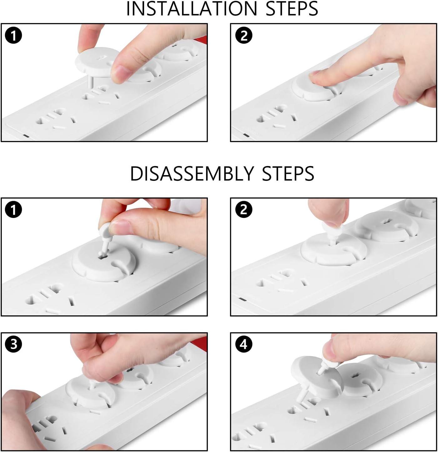 36-Piece Child Safety Socket Covers Set - White with Rotating Mechanism ...