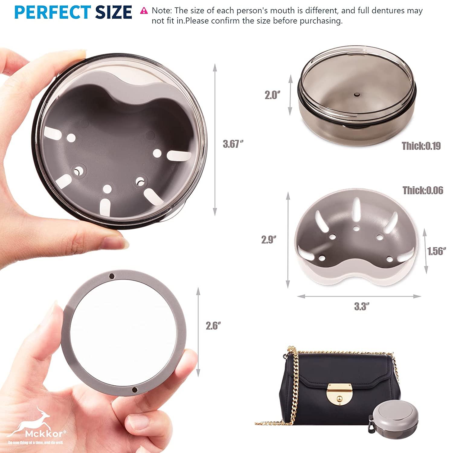 Denture Case for Travel - No-Leak Denture Bath with Strainer & Mirror ...