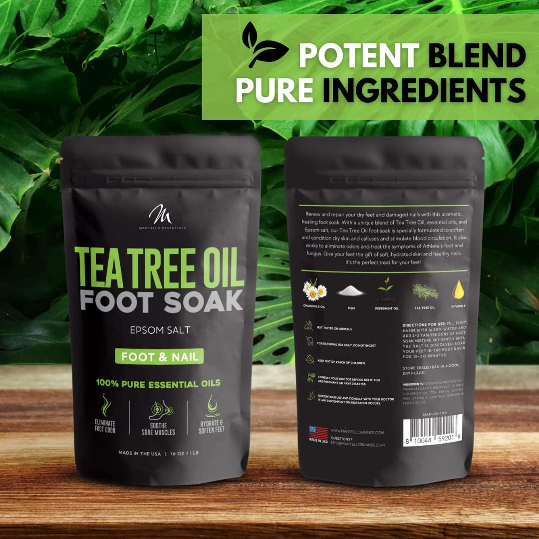 Tea Tree Oil Foot Soak for Softening Feet - 1 lb Epsom Salt Pedicure ...