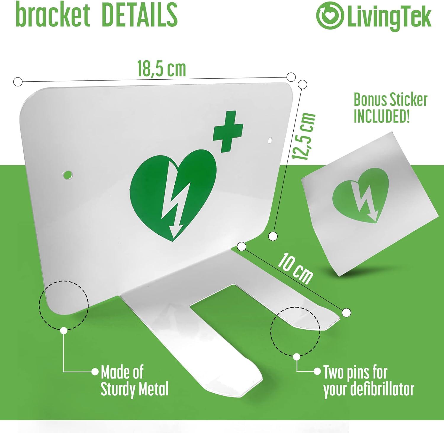 Livingtek Metal Wall Bracket for AED/DAE - Includes Fastening Screws ...