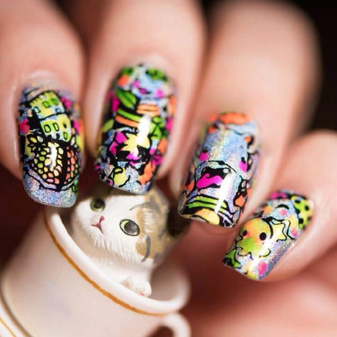 Buy Kalorywewee Flower Nail Stamping Plate - Aus Timer Pattern Nail Art Stencil Tool for ...