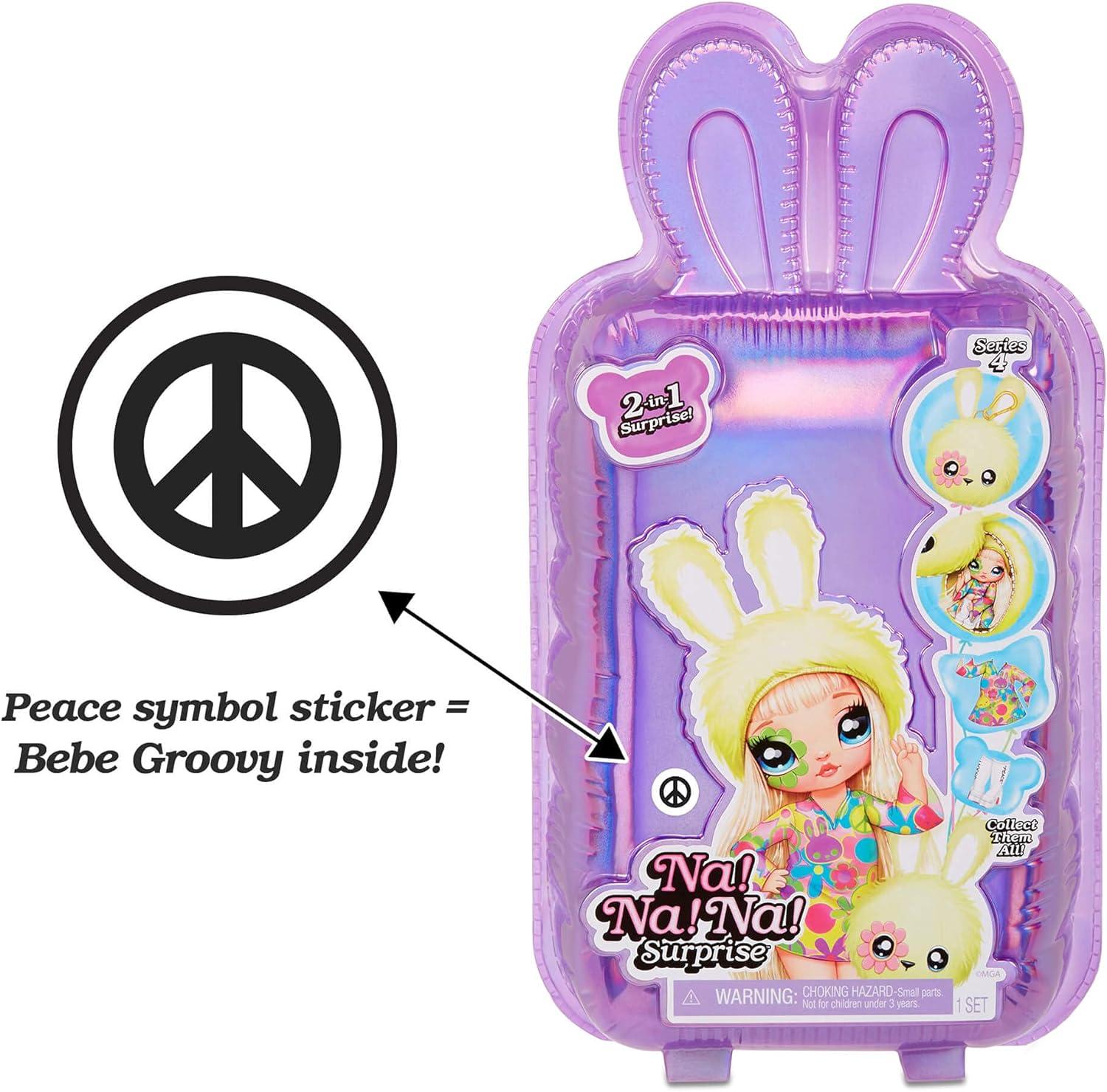 Na Na Na Surprise Series 4 Bebe Groovy 2-in-1 Fashion Doll & Plush ...
