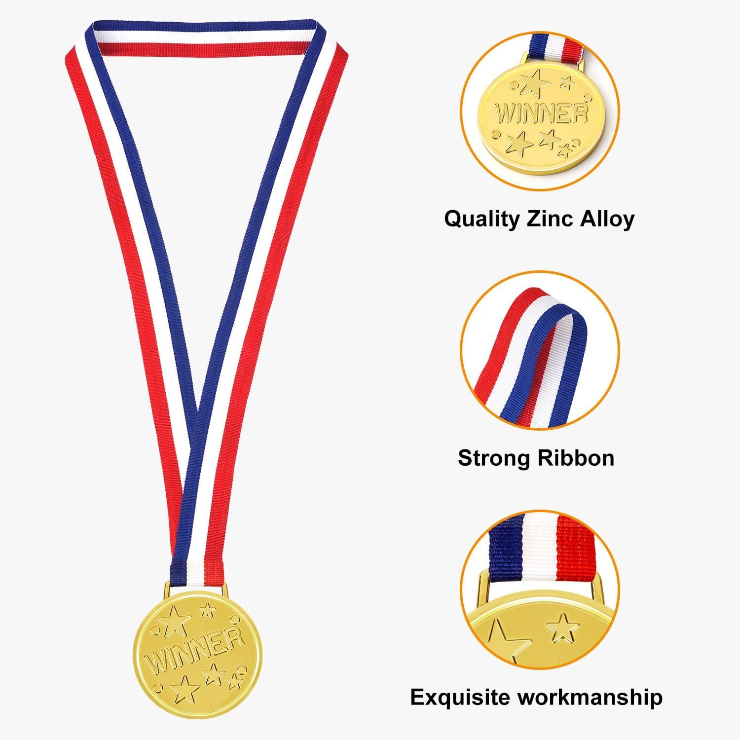 SONHPU 12 Pieces Gold Award Medals with Neck Ribbon - 2 Inches Olympic ...