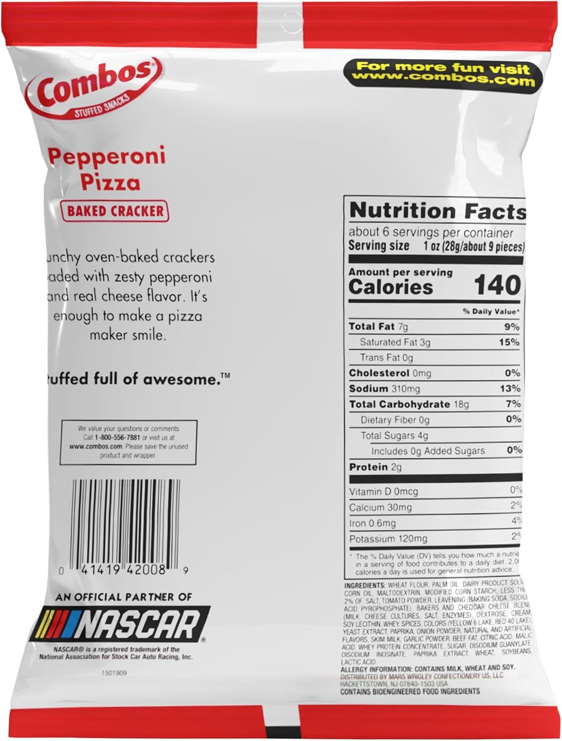 Combos Pepperoni Pizza Cracker Baked Snacks 6.30 Oz | Buy Now with ...