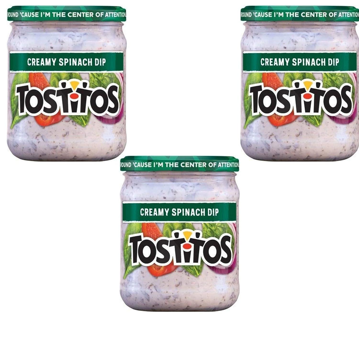 Tostitos Creamy Spinach Dip 15oz Glass Jar (Pack of 3) - Flavorful ...