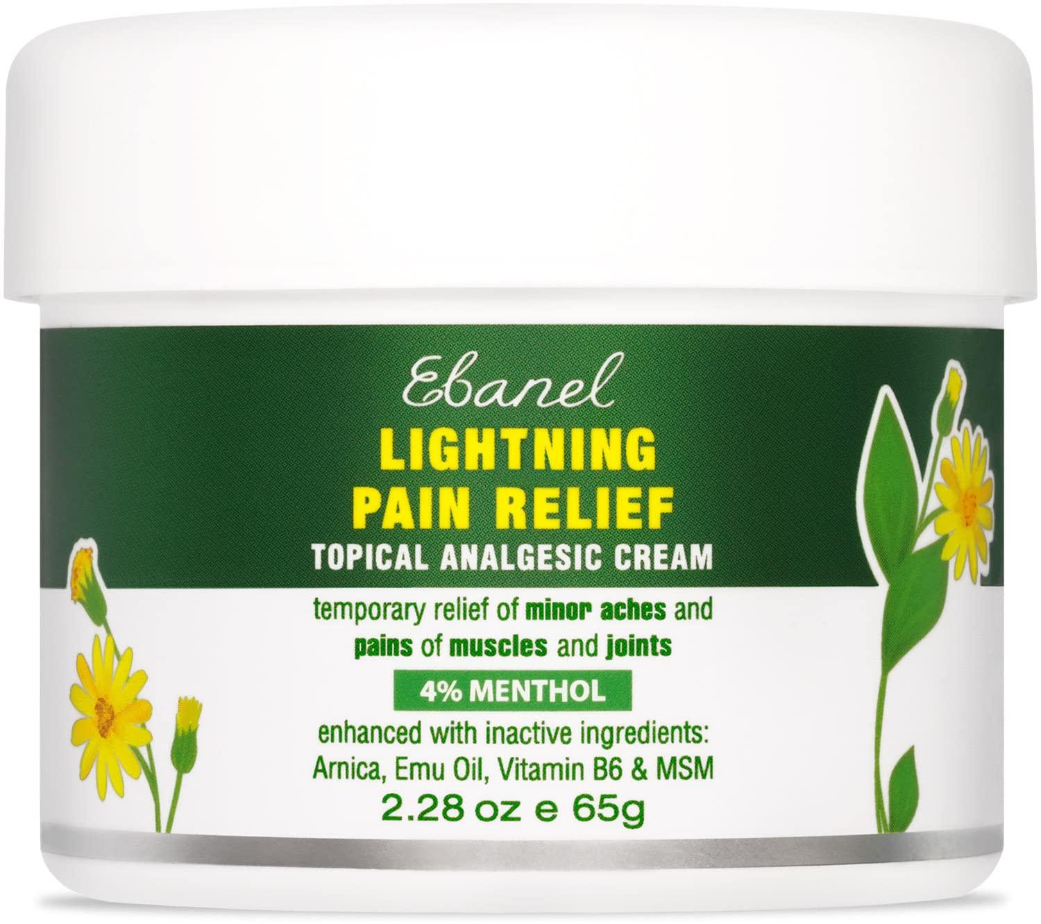Ebanel Menthol Arnica Gel Pain Relief Cream with Hemp Oil, Emu Oil, MSM ...