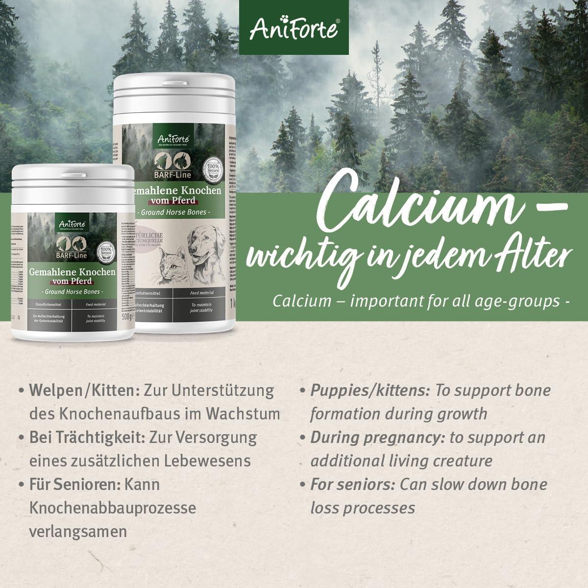 AniForte Ground Horse Bones for Dogs & Cats - 1 kg Natural Calcium ...