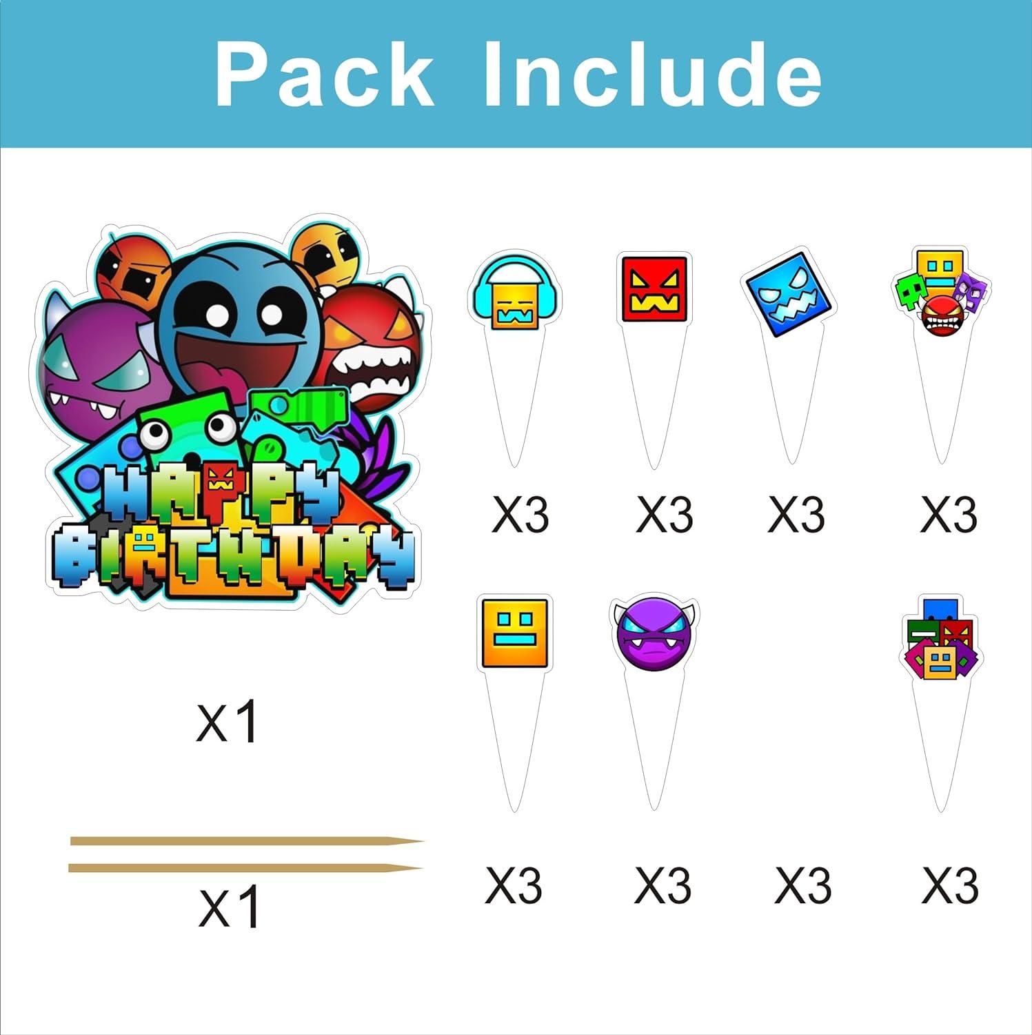 24Pcs Geometry Aesthetic Dash Cupcake Toppers and Cake Topper for ...