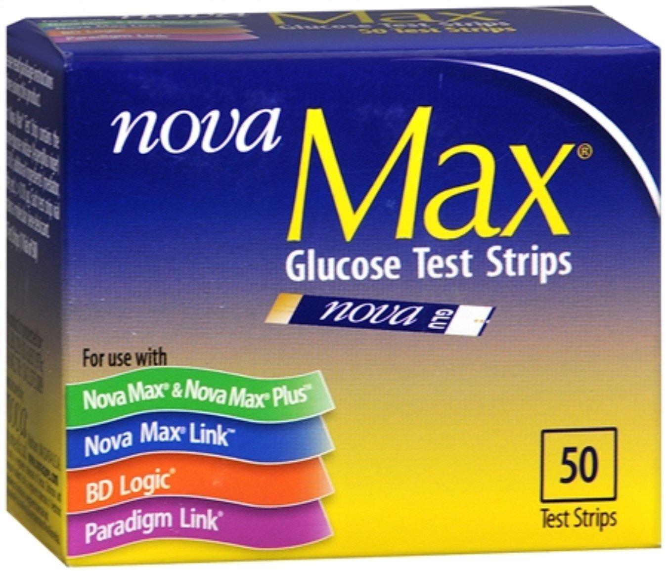 Nova Max Glucose Test Strips - Box of 100 | Fast & Accurate Blood Sugar ...