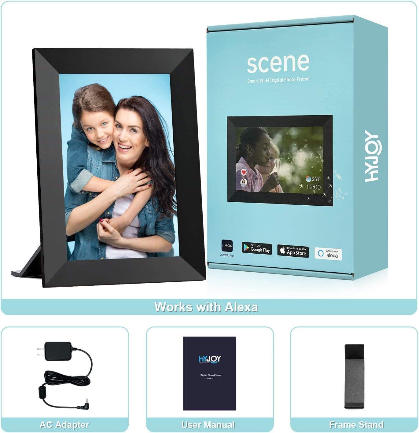 Hyjoy 8 Inch WiFi Digital Photo Frame with IPS HD Touch Screen - Auto-Rotate, Easy Setup via ...
