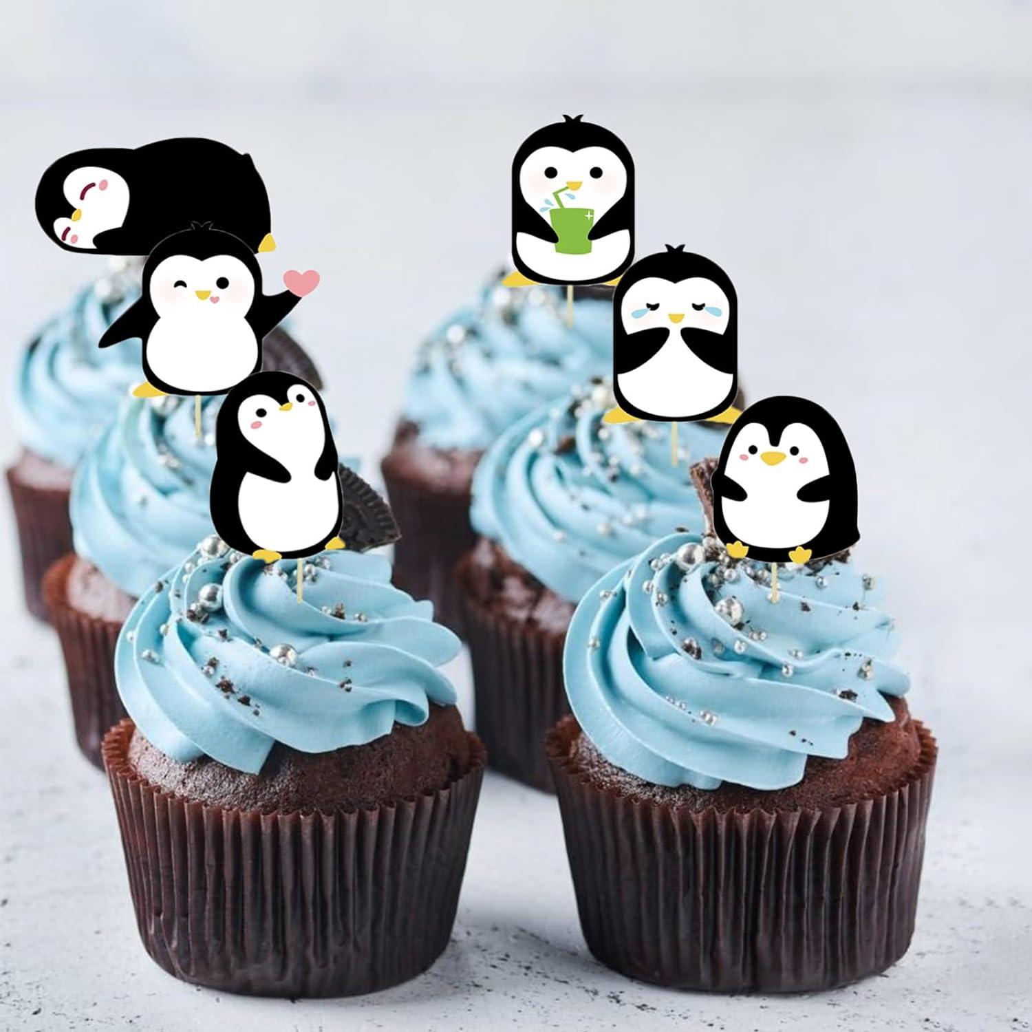 24 Pcs Penguin Cupcake Toppers - Penguin Birthday Party Supplies ...