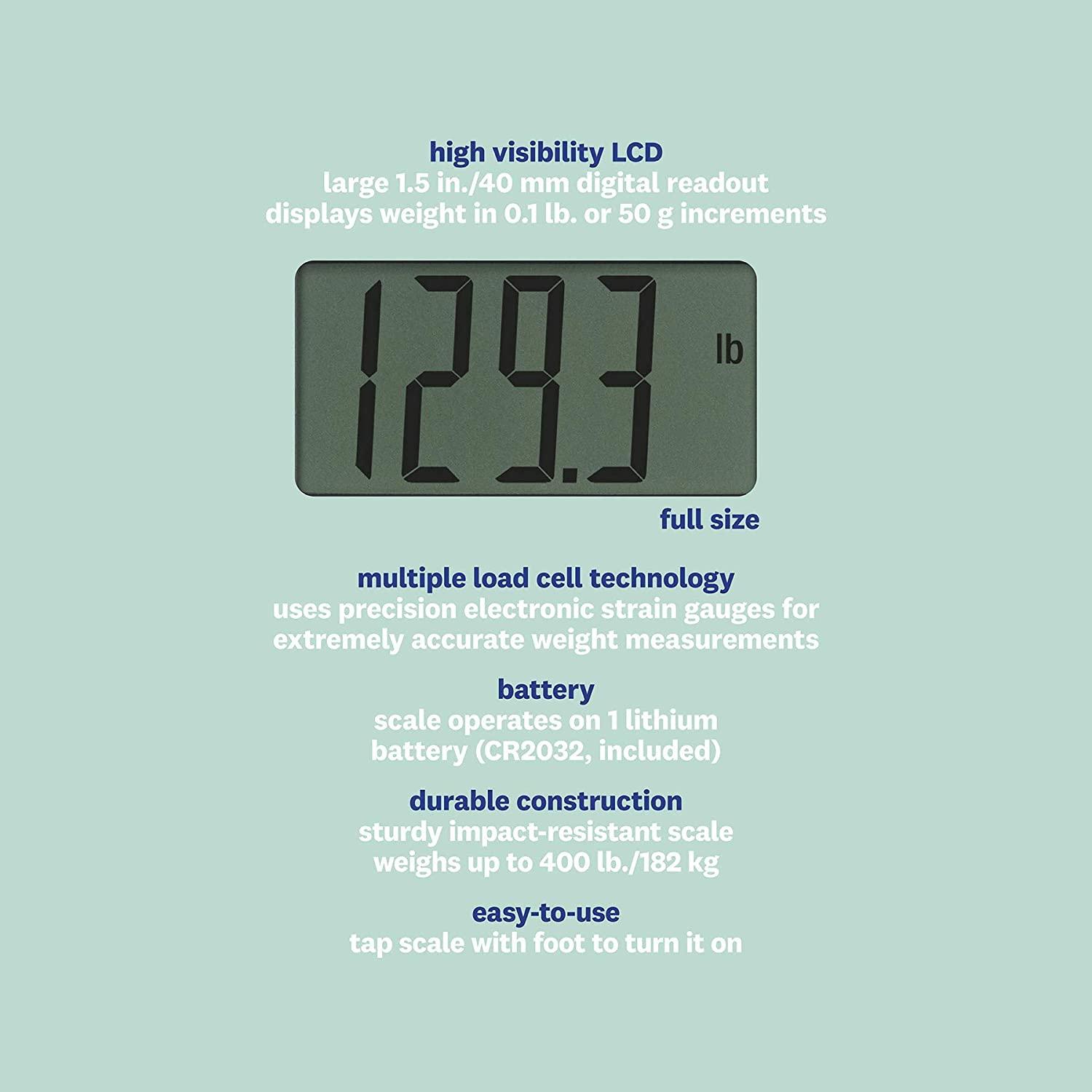 Conair WW Digital Glass Bathroom Scale - 400 Lbs Capacity, Silver Frame ...