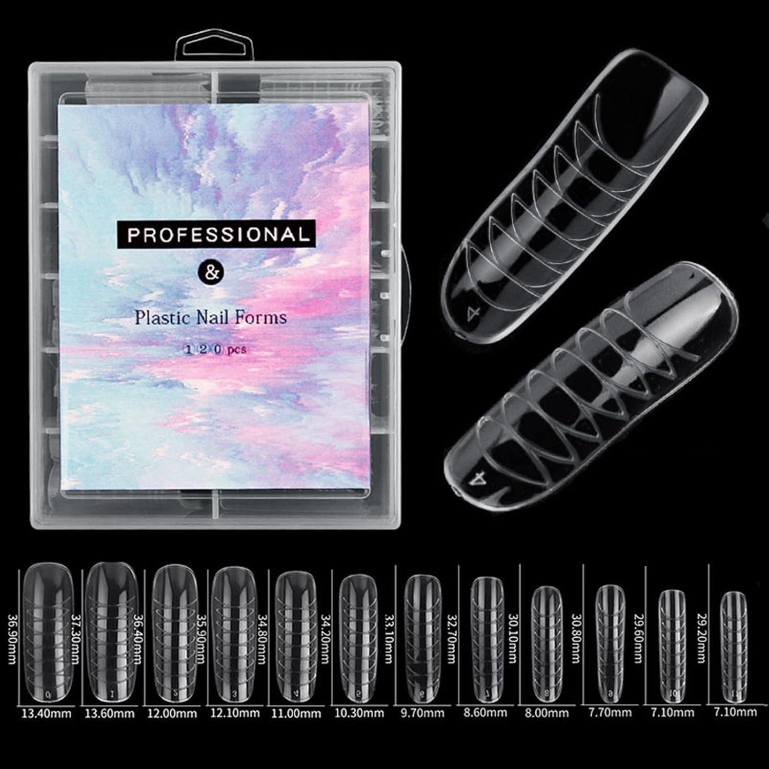 120 Pieces Nail Art Set - Transparent Fast-Building Nail Extension Tips ...