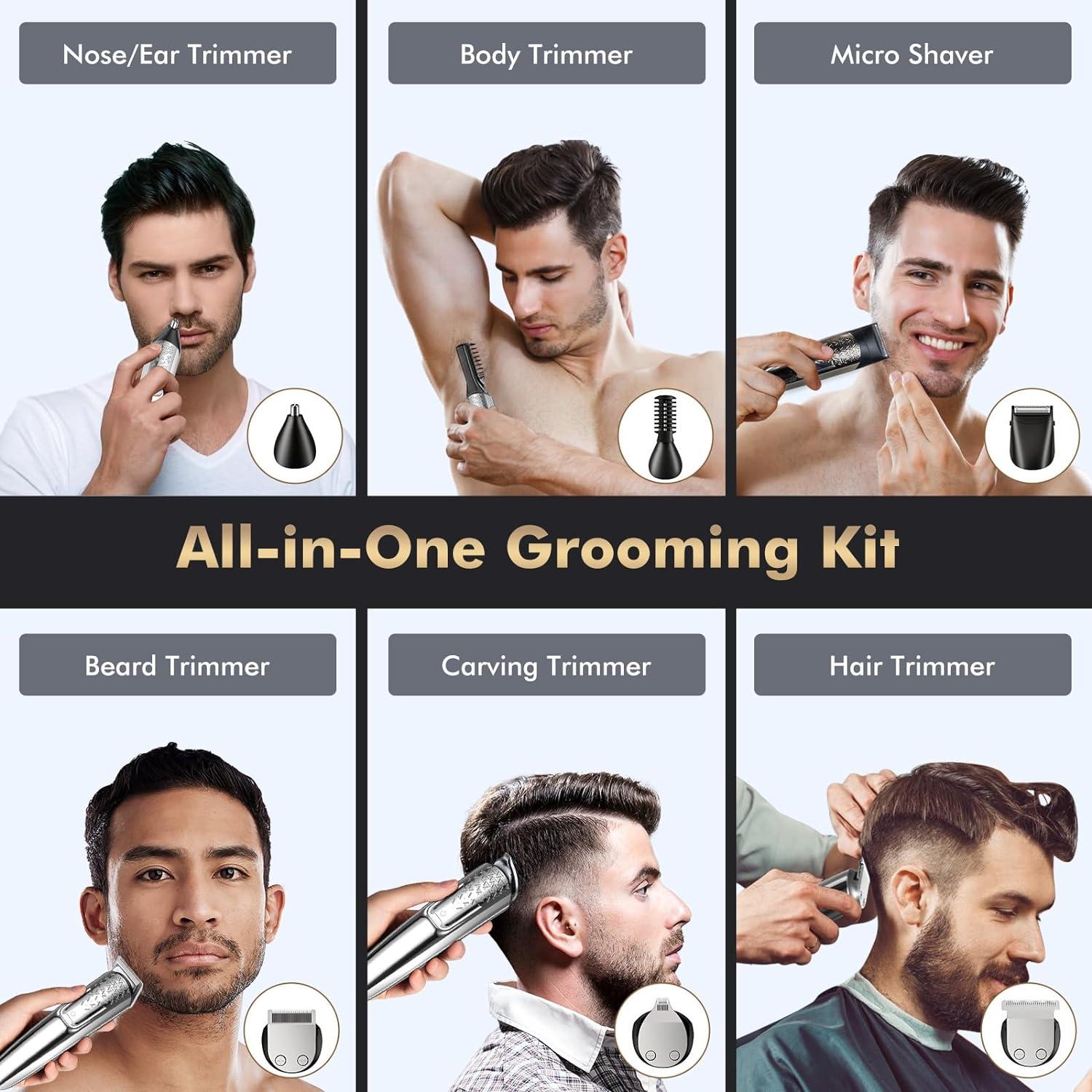 DIHOOM Men's Beard Trimmer Kit - All-in-One Grooming Tool for Body Hair ...