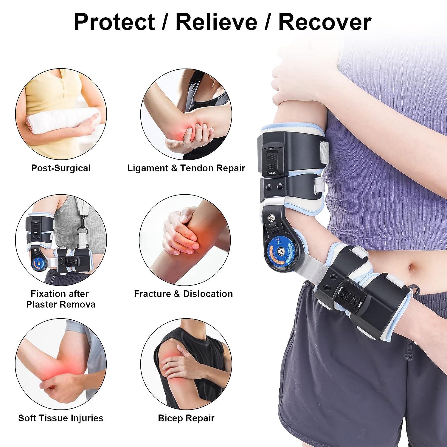 RISURRY Hinged Elbow Brace with Shoulder Sling | Adjustable Post OP ...