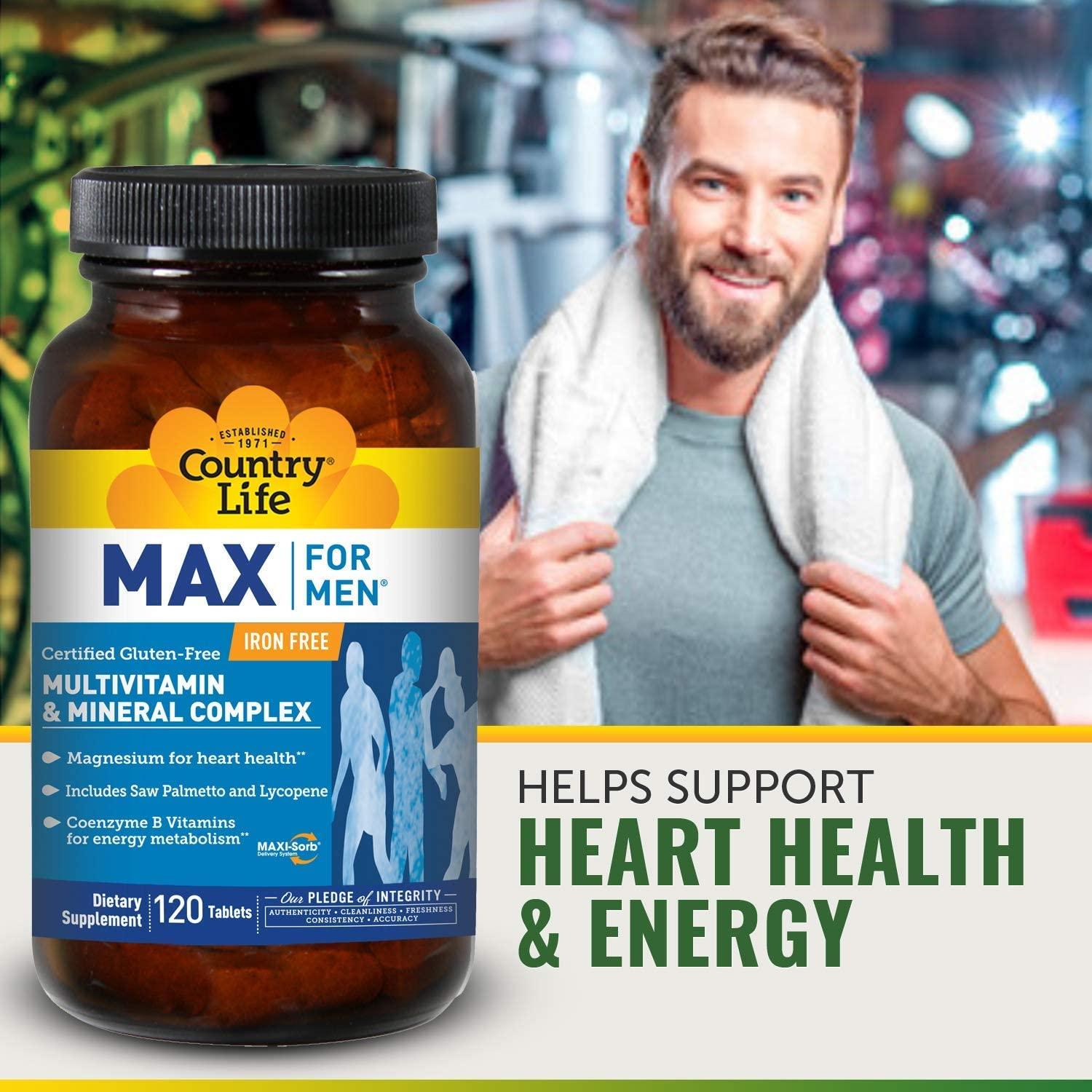 Country Life Max for Men - Iron-Free Multivitamin & Mineral Complex ...