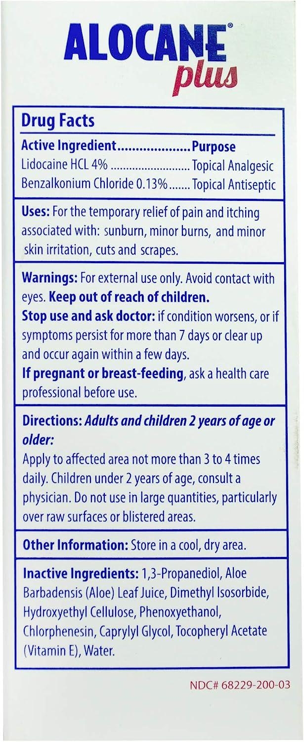 Alocane Plus Maximum Strength 4% Lidocaine Burn Gel - Commercial Grade ...
