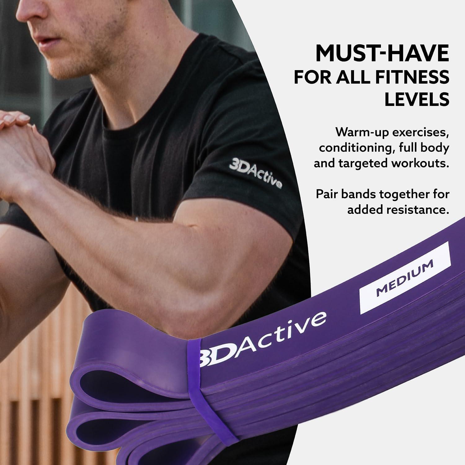 3DActive Pull Up Assist Band - Purple, 40-80 lbs - Resistance Band for ...