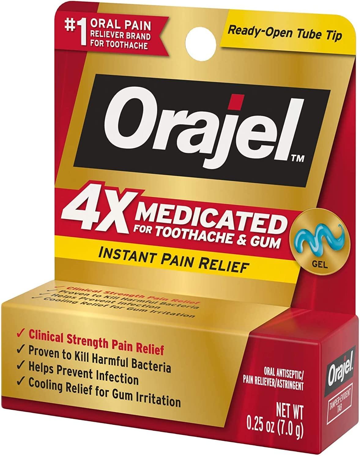 Orajel Instant Pain Relief Gel for Severe Toothache - 0.25 oz (2 Pack ...