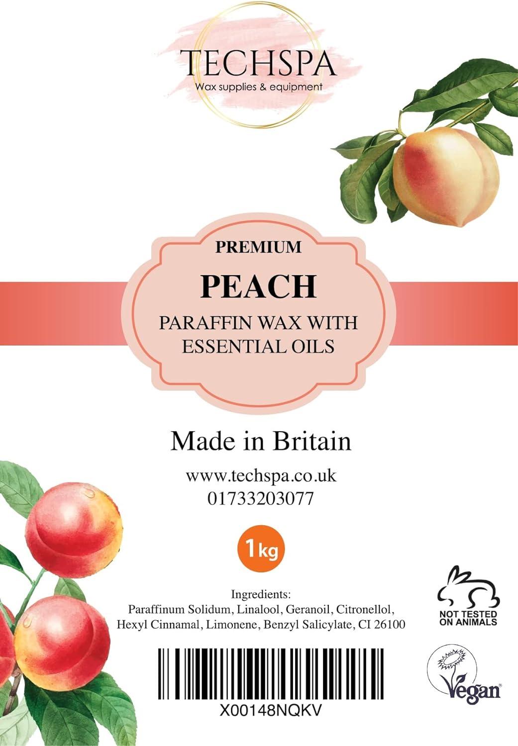 Techspa Peach Paraffin Wax 1kg: Skin Therapeutic Treatment for Hands & Feet with Essential Oils ...